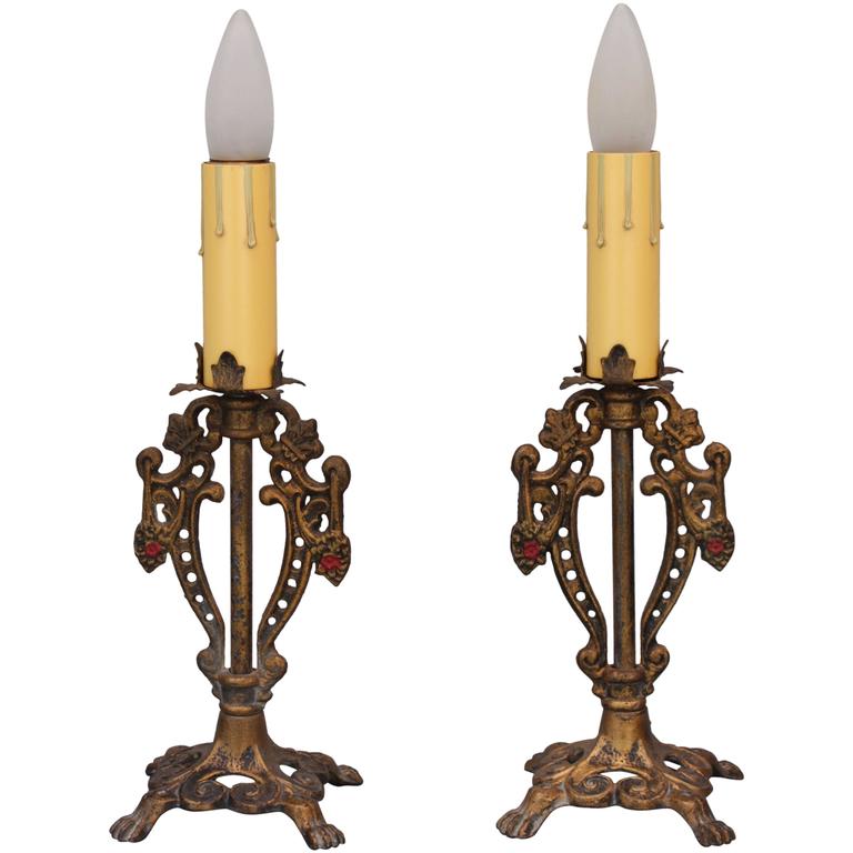 Pair of Finely Cast Spanish Revival Table Lamps at 1stDibs