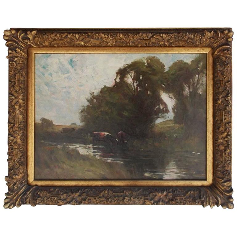 American Oil on Canvas Landscape, Charles Melville Dewey, Circa 1880 at ...