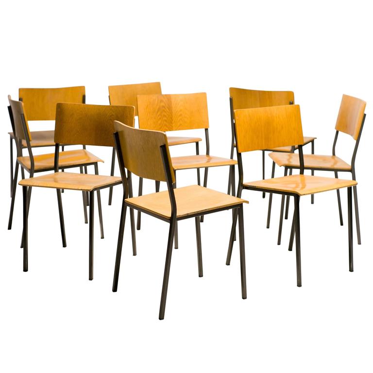 Danish Architectural Oak Stacking Chairs at 1stDibs