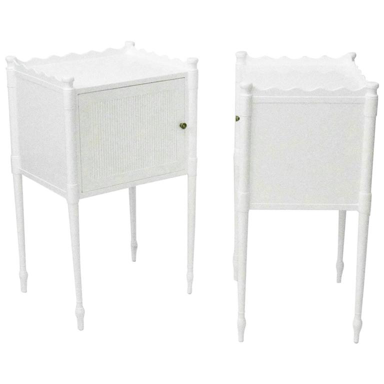 Pair Vintage White Lacquered French Side Tables at 1stDibs