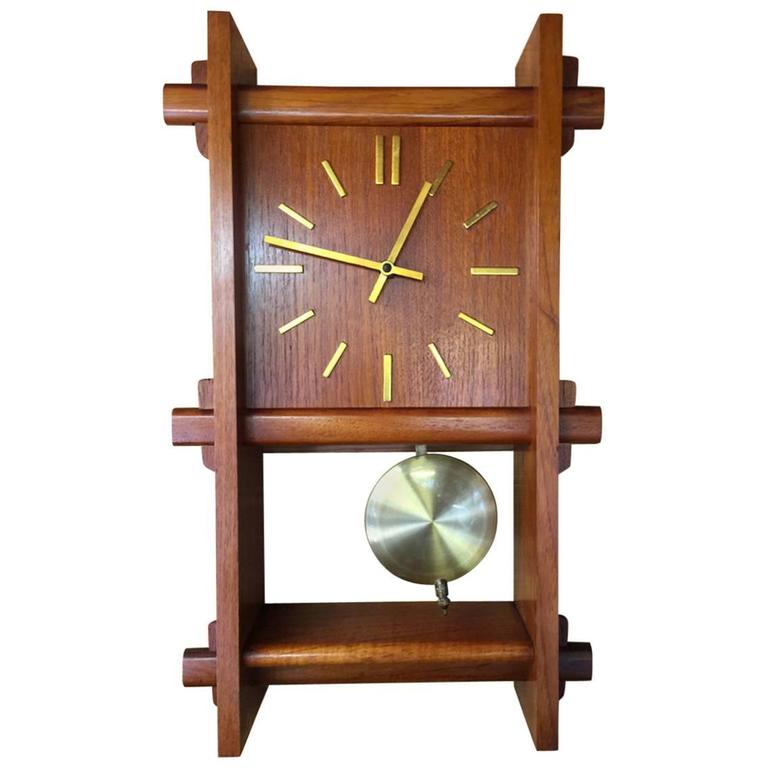 Mid-Century Teak Clock by Westminster of Denmark at 1stDibs
