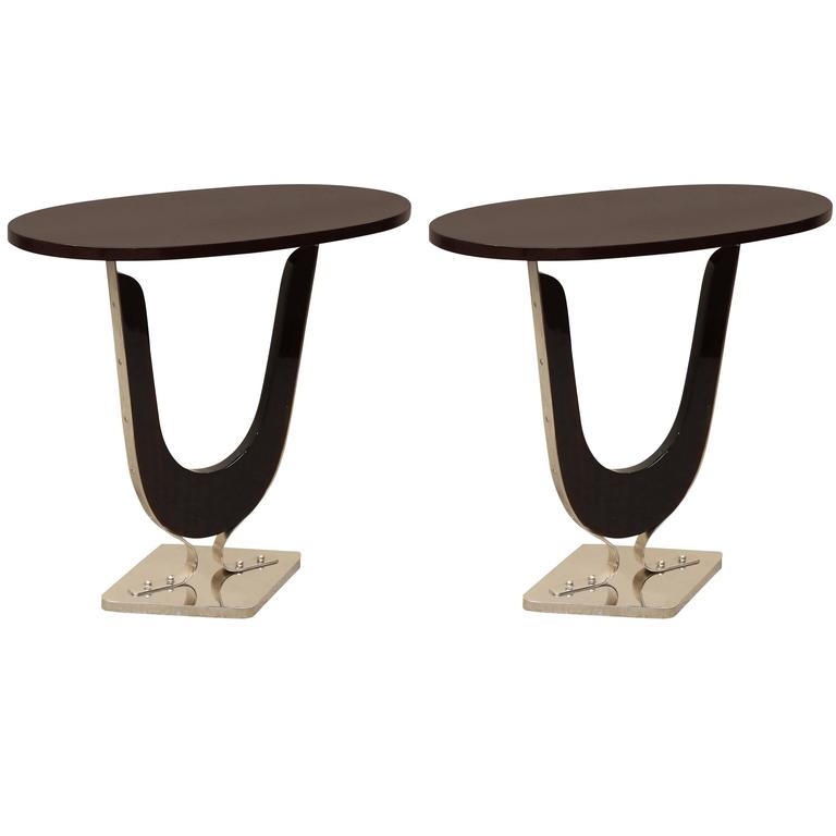 Pair of Oval Side Tables at 1stDibs