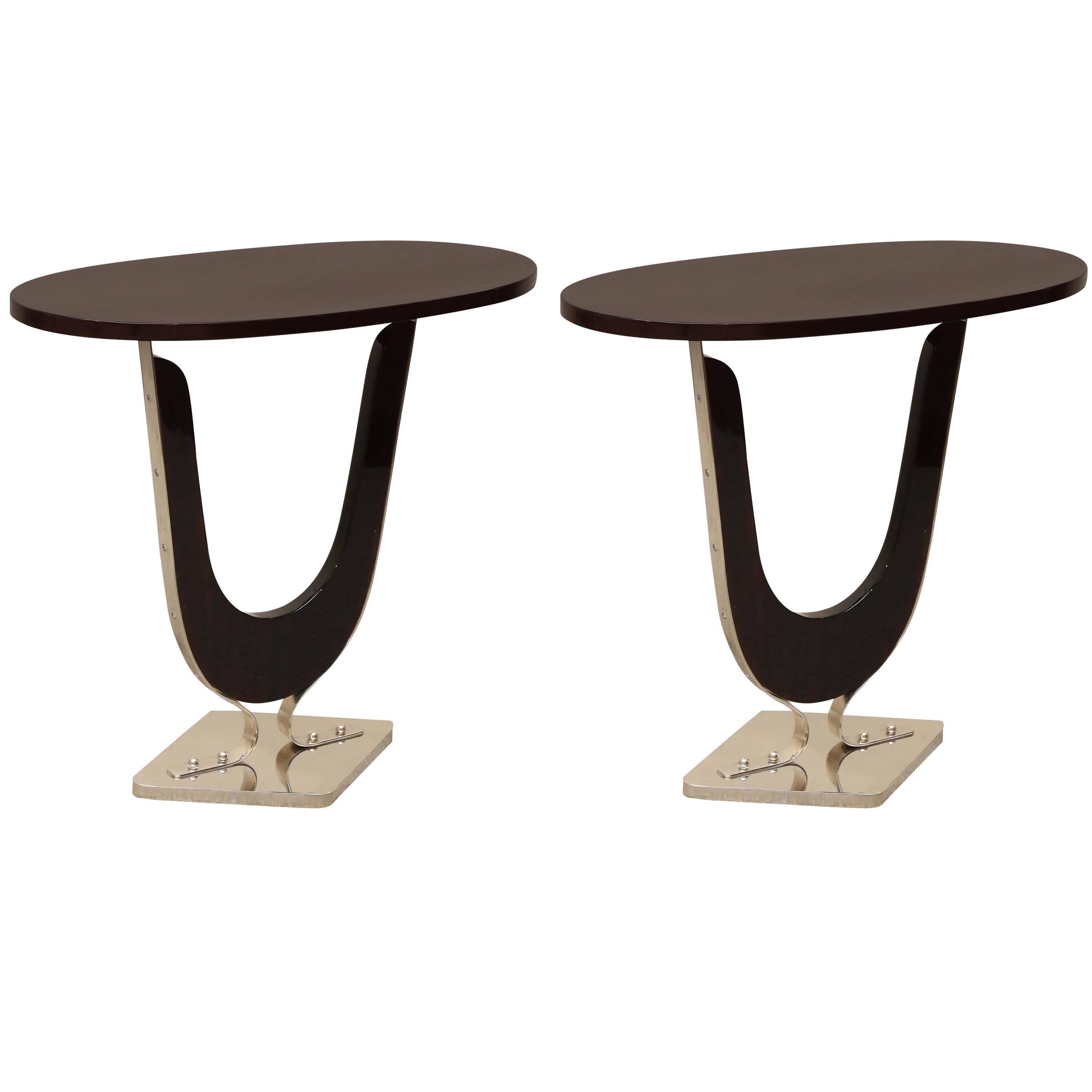 Pair of Oval Side Tables at 1stDibs