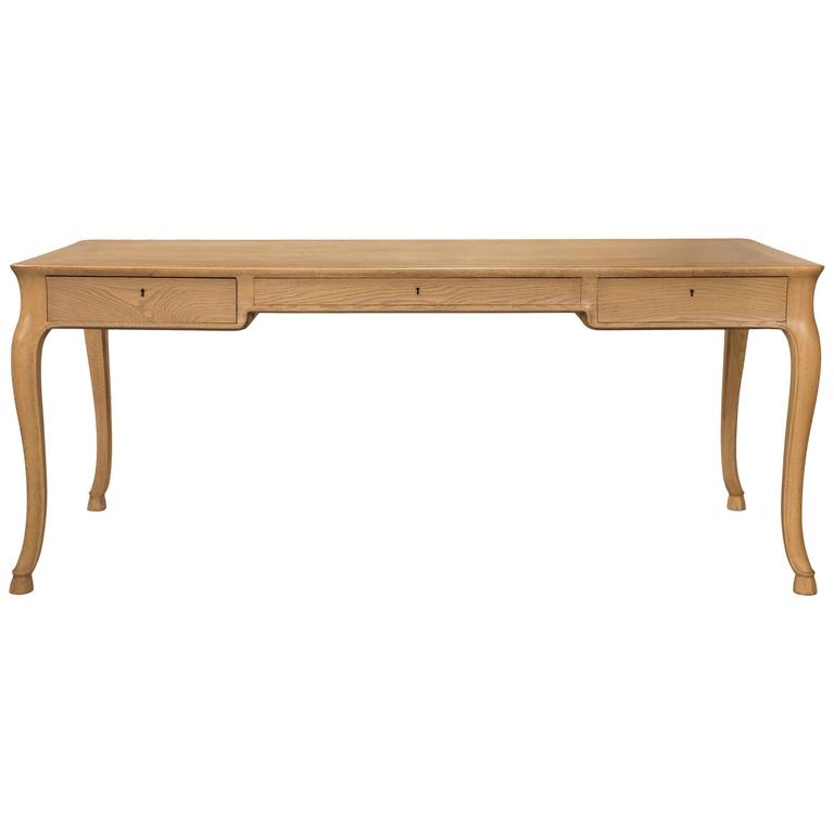 Frits Henningsen, Large Danish Elm and Oak Writing Table / Desk at 1stDibs