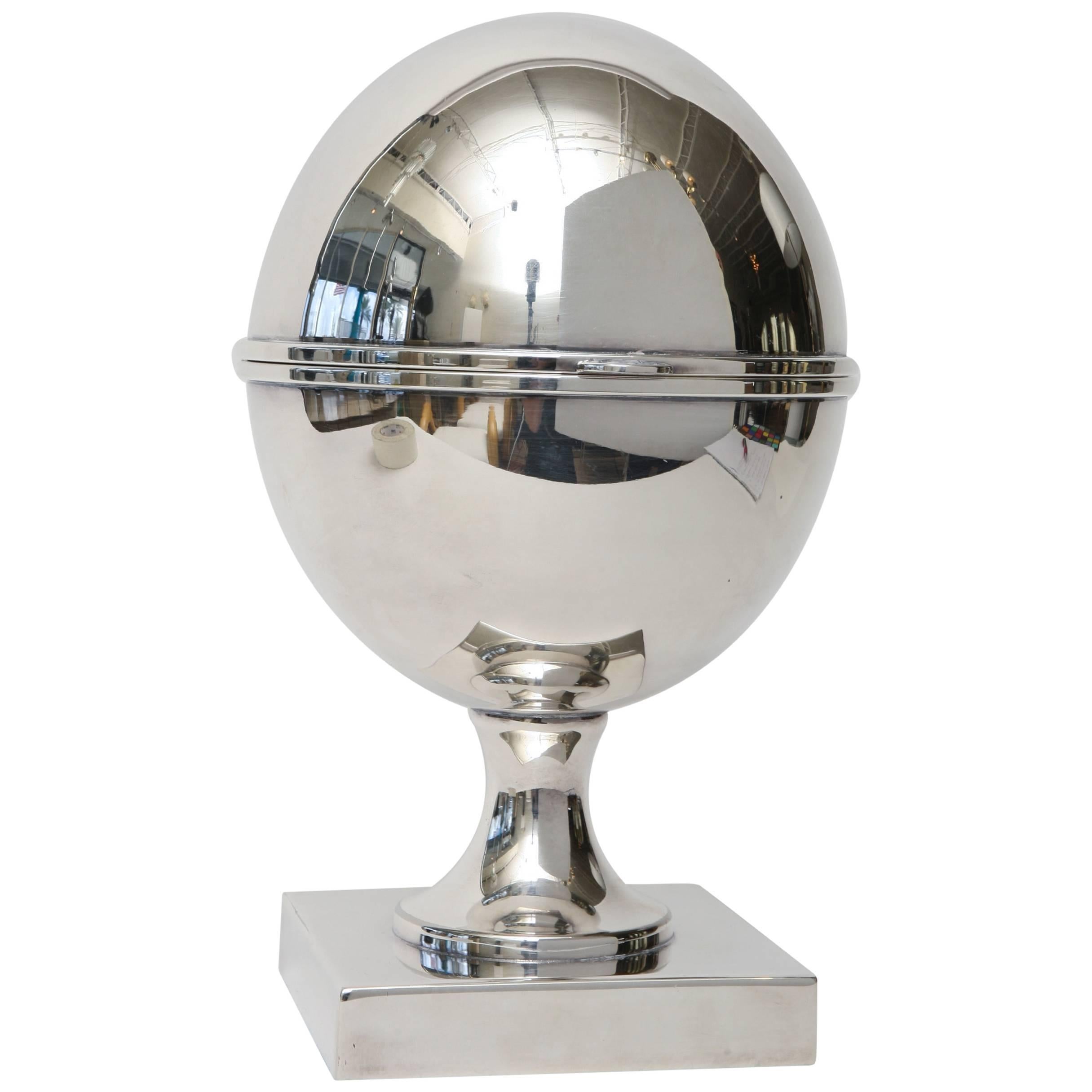 Ovoid Silver Plate Sculptural Caviar Bowl/ Serving Dish or Caviar Stand ...