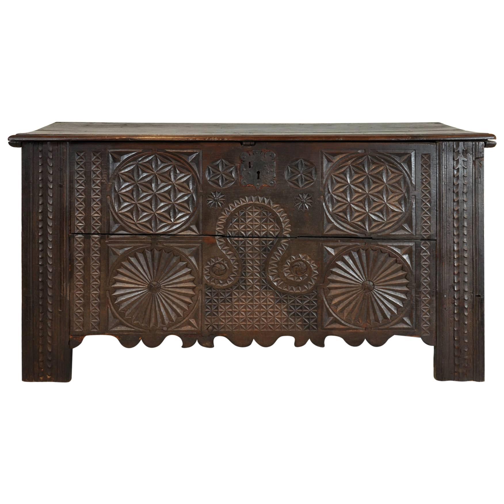 Spanish Carved Storage Chest, 18th Century at 1stDibs