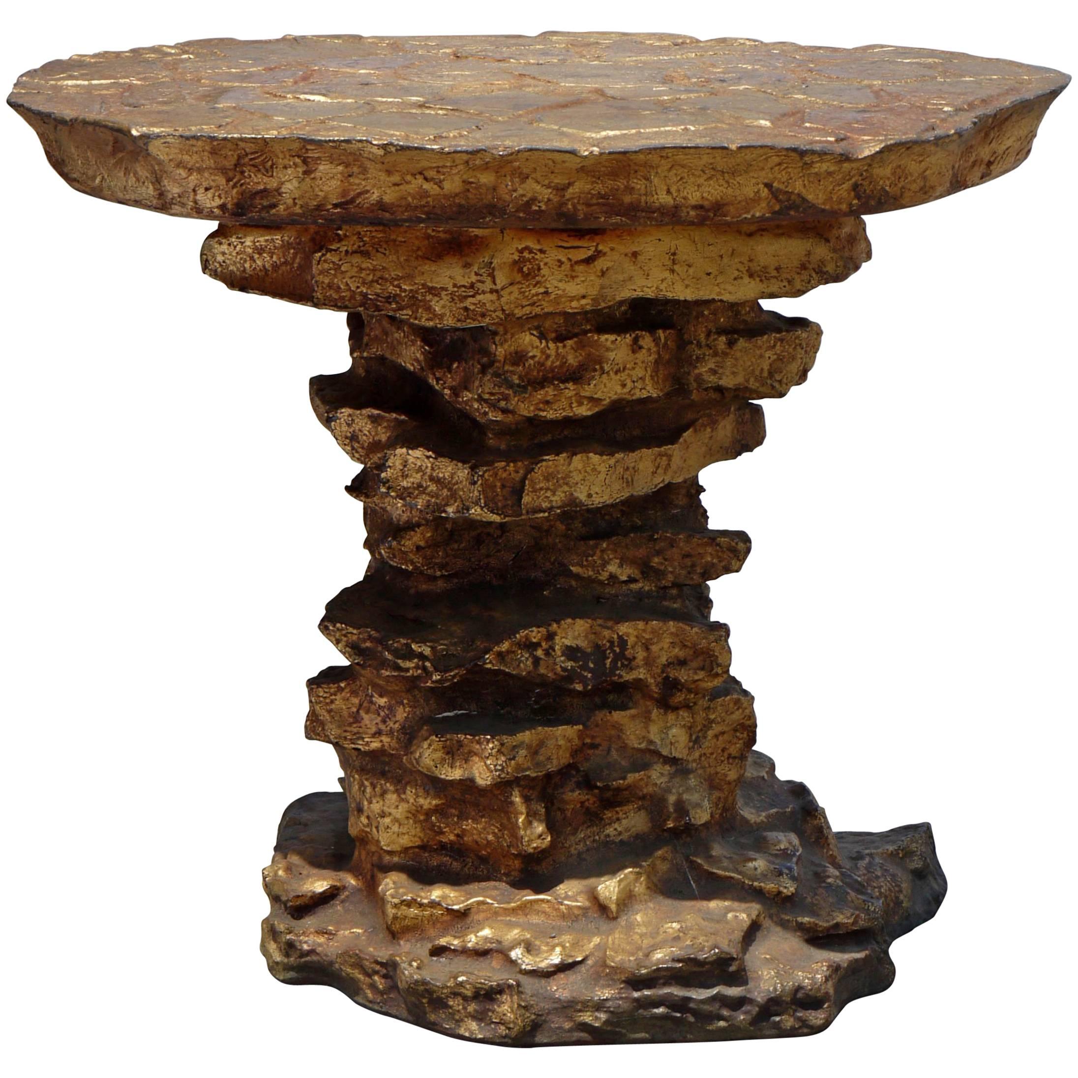 John Dickinson Style Gilt Faux Rock Table at 1stDibs