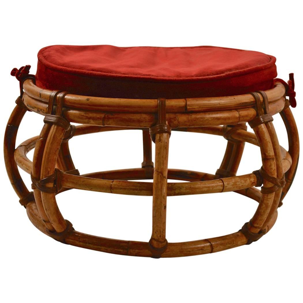 Bamboo Ottoman Footman Pouf Stool at 1stDibs