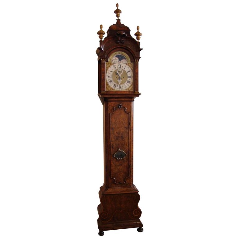 Fine Dutch Burr Walnut Striking Longcase Clock J P Kroese, Amsterdam ...