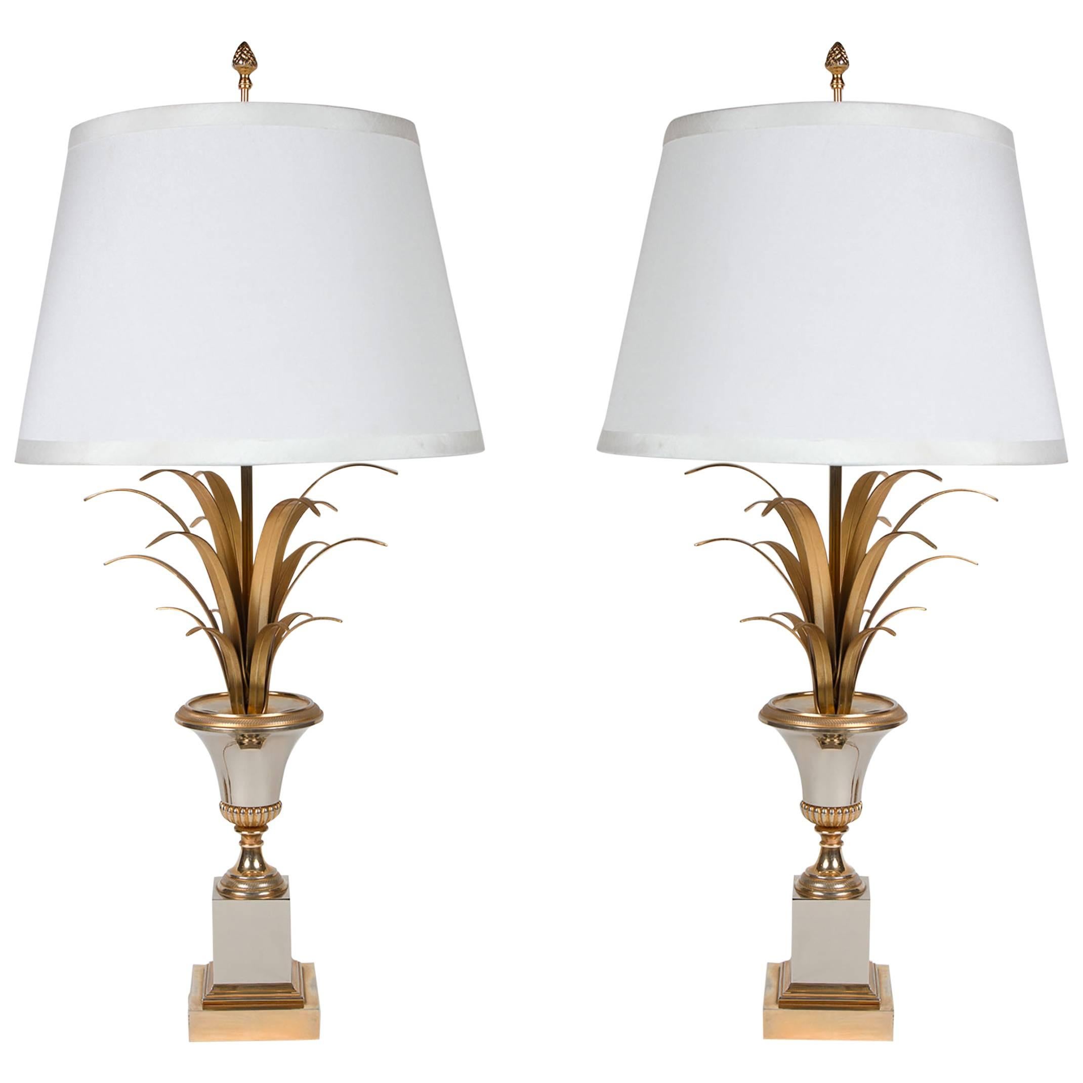 Pair of "Medici and Palm Leaves" Table Lamps, by Maison Charles at 1stDibs