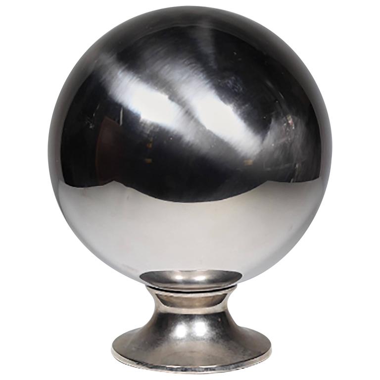 Large Silver Sphere on Pedestal For Sale at 1stDibs