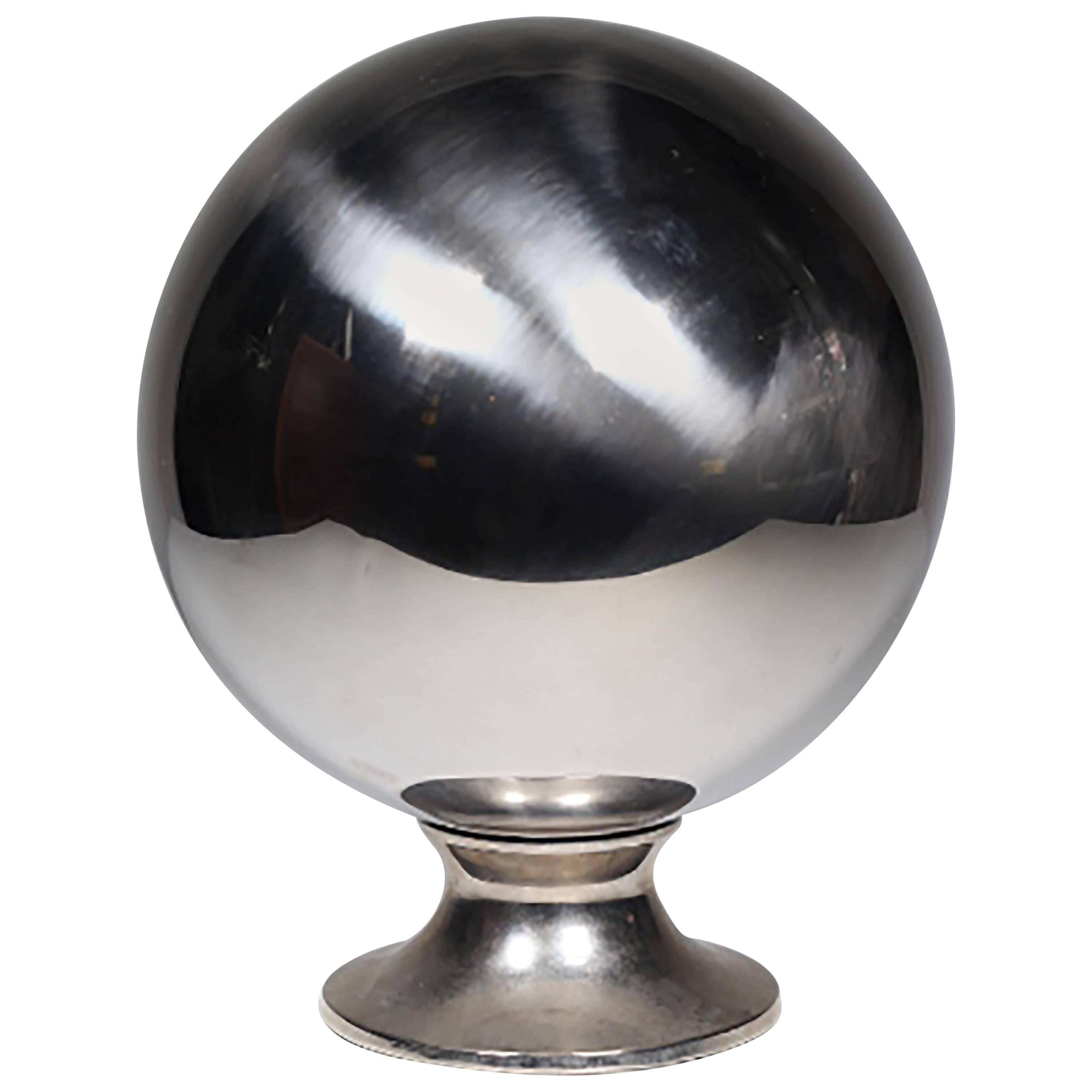 Large Silver Sphere on Pedestal For Sale at 1stDibs