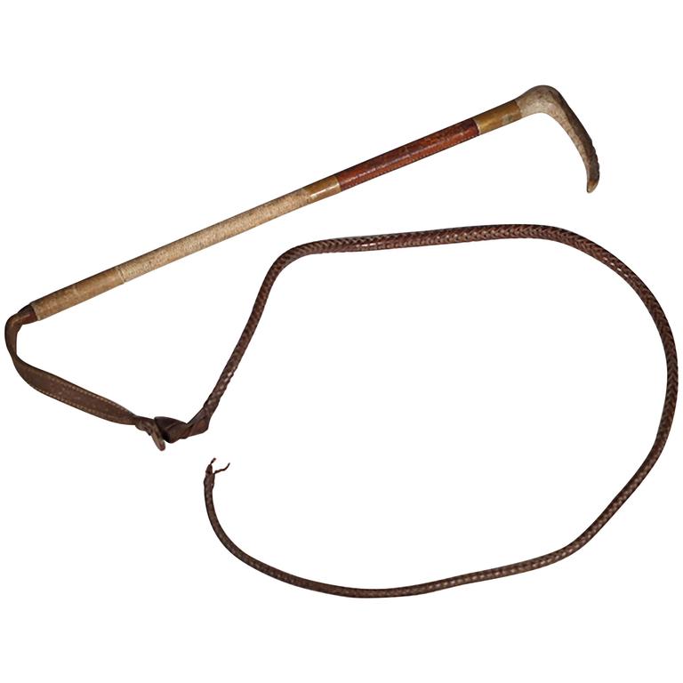 Antique Leather, Horn and Steel Riding Crop and Whip For Sale at 1stDibs
