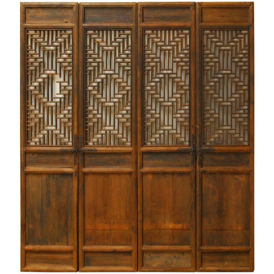 Set of Four Chinese Lattice Panel Doors For Sale at 1stdibs