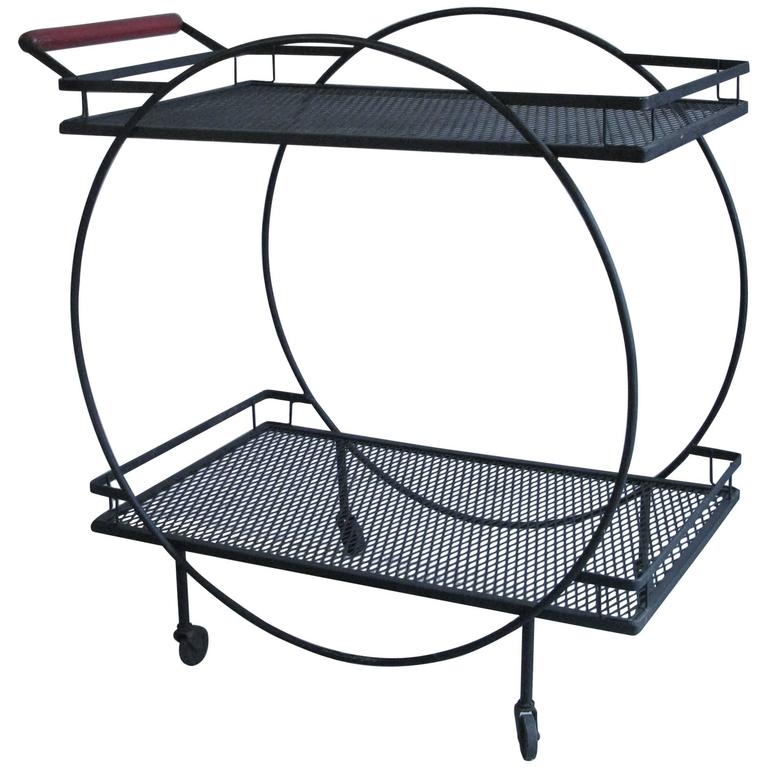 Mid-Century Wrought Iron Bar or Serving Cart at 1stDibs