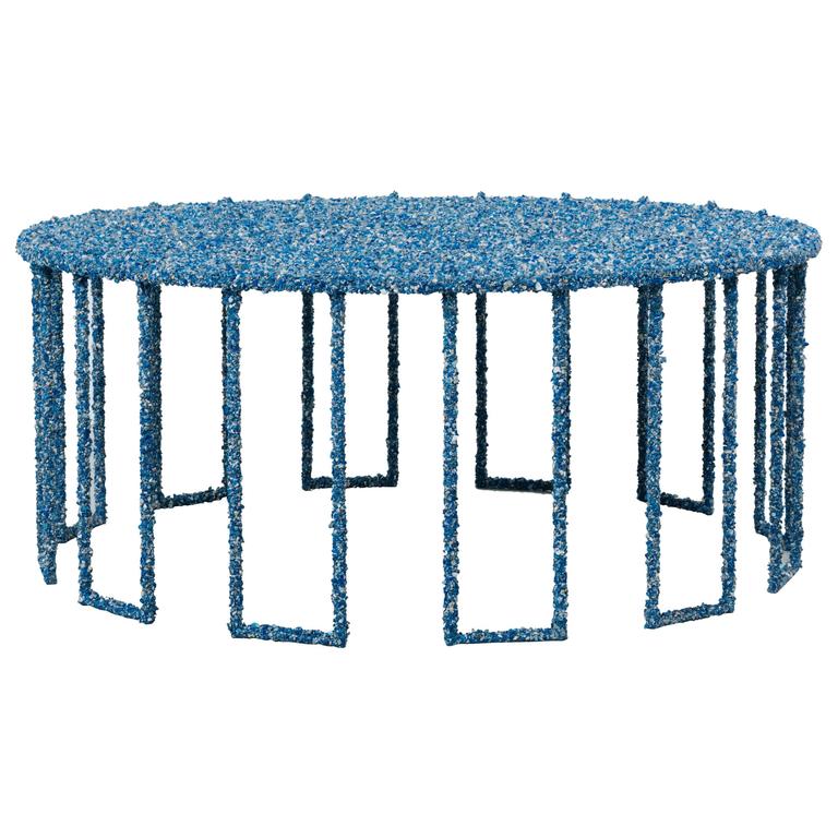 Hand Made Crushed Lapis Lazuli Coffee Table, by Samuel Amoia For Sale ...