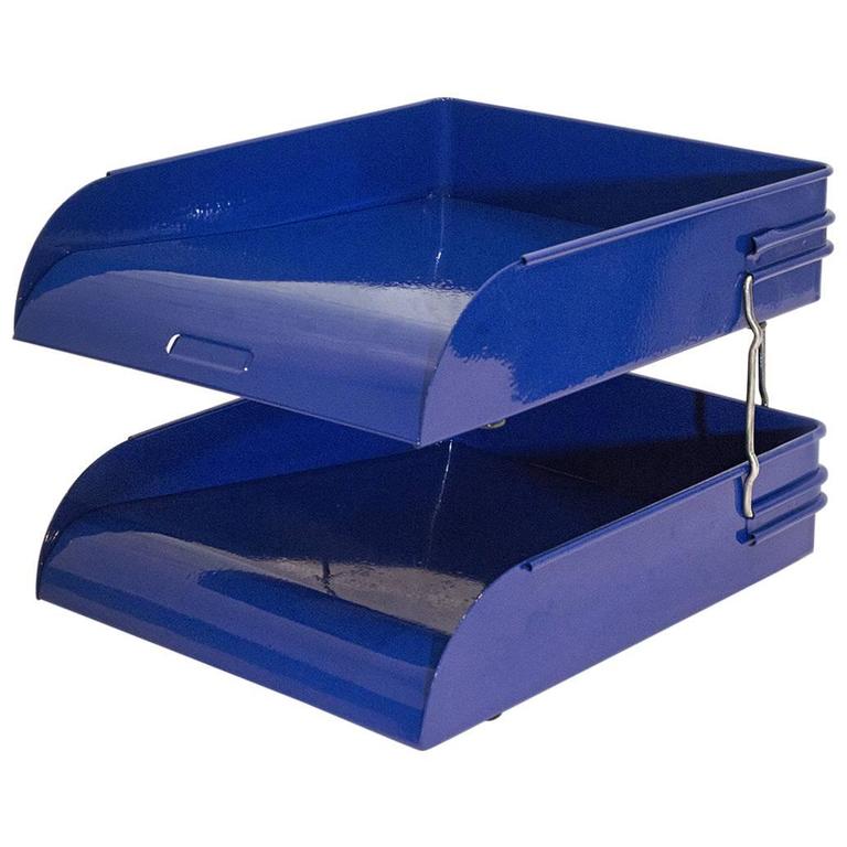 Art Deco Two-Tier Letter Tray, Royal Blue at 1stDibs