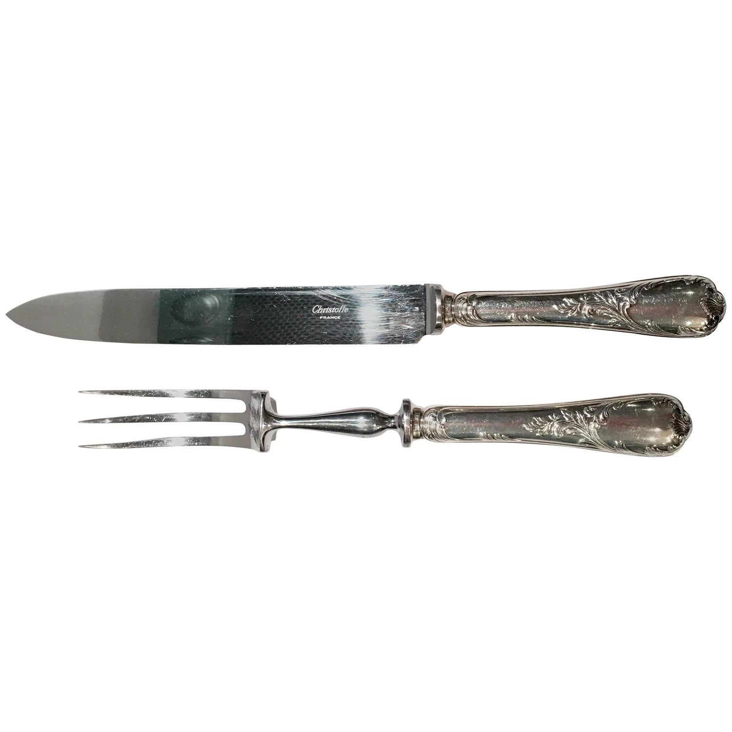 French Christofle Silver Paris Carving Set in "Marly" at 1stdibs