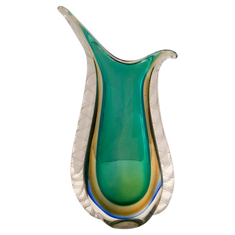 Italian Murano Glass Organic Modern Sommerso Four Layer Vase at 1stDibs