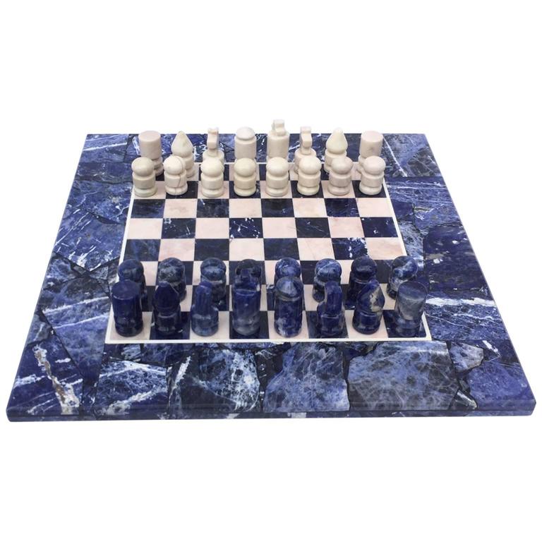 Mid-Century Blue and White Marble Chess Set at 1stDibs | blue marble ...