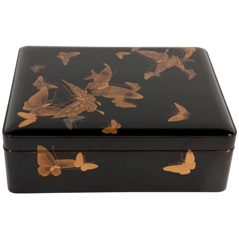 Large Japanese Black Lacquer Ryoshibako 'Document' Box at 1stDibs ...
