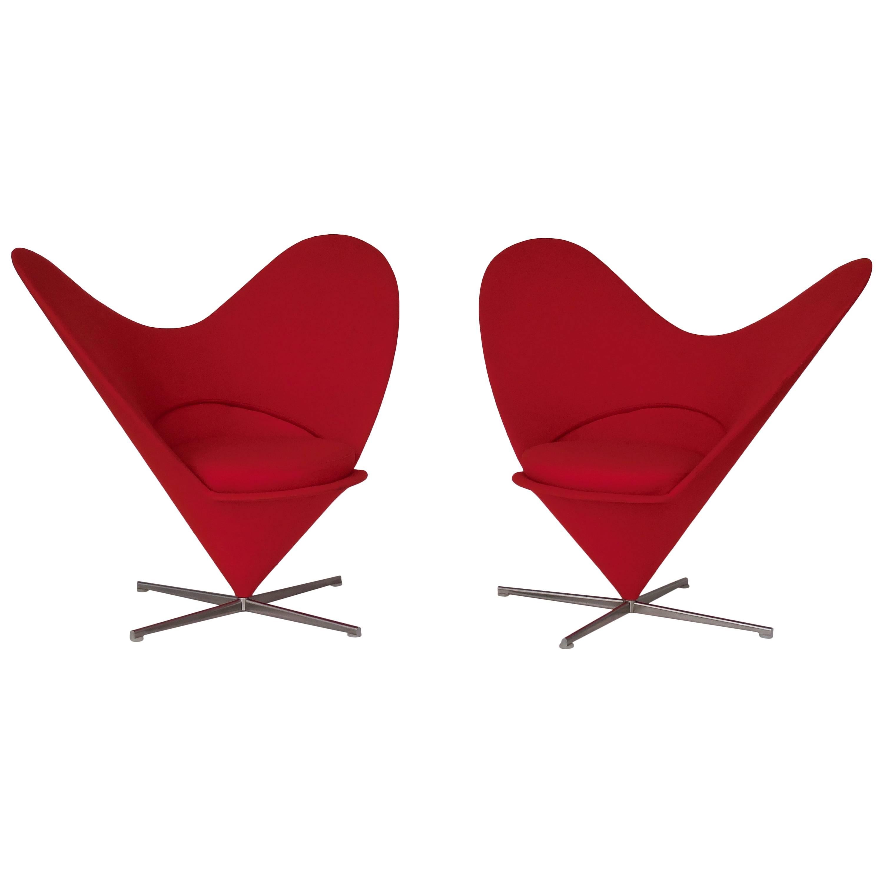 Verner Panton Pair of Heart Cone Chairs For Sale at 1stDibs