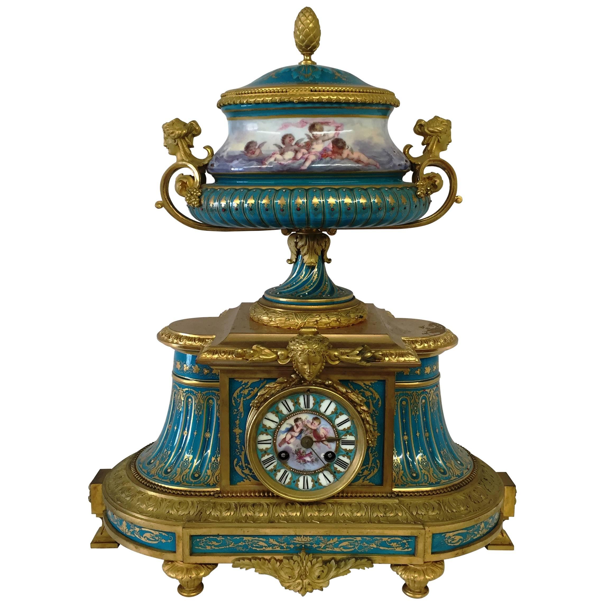 19th Century Clock Garniture by L. Gregoire For Sale at 1stDibs