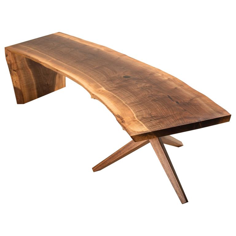 Jack Base Cascading Live Edge Solid Walnut Slab Cocktail Table For Sale ...
