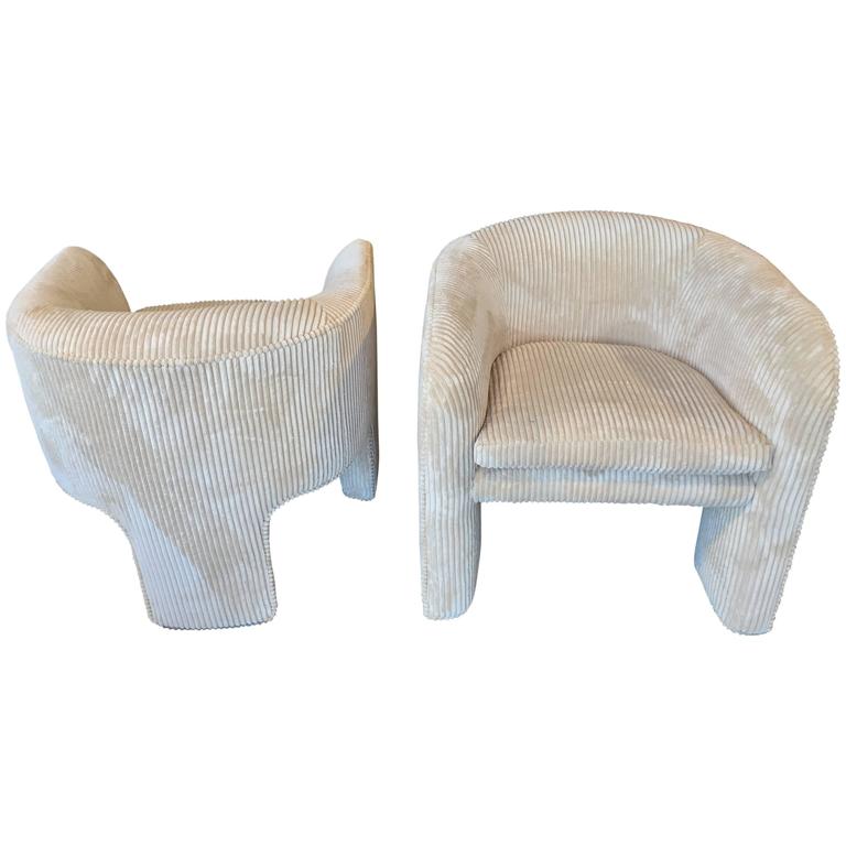 Three-Legged Free-Form Chair by J. Schellenberg Interiors in Wide Wale ...