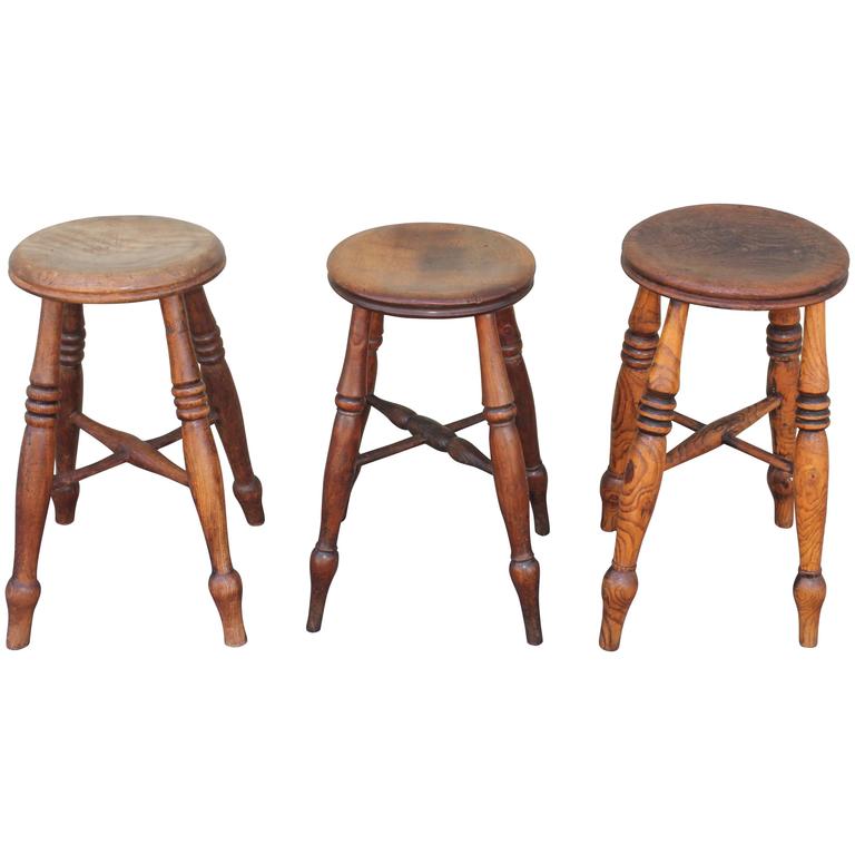 Group of Three Early 19th Century Pub Stools at 1stDibs