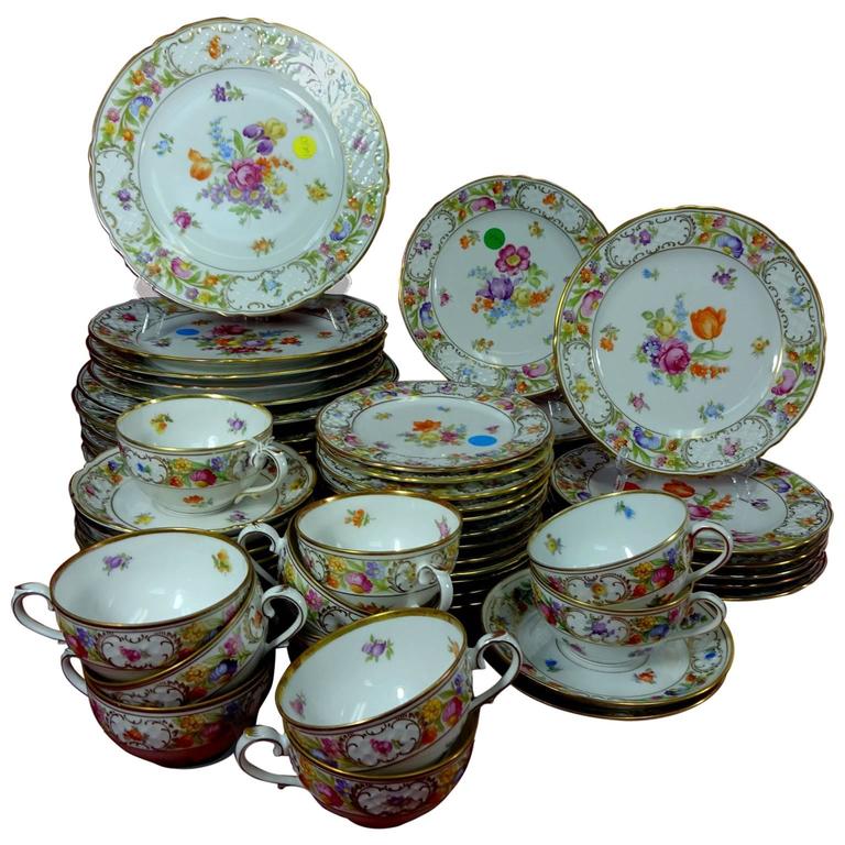 Schumann China Empress Dresden Flowers Pattern 59-Piece Set Service for ...