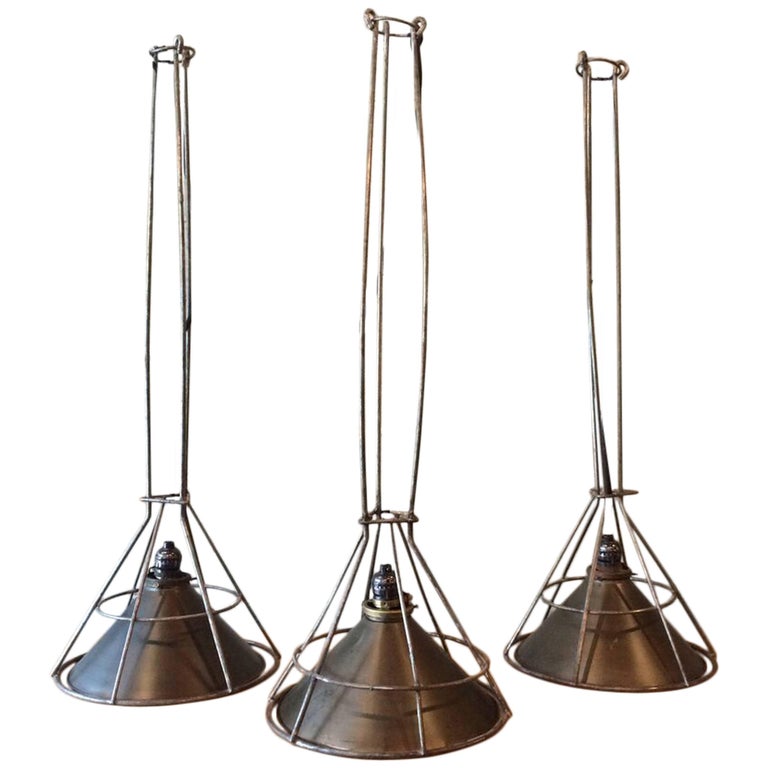 Custom Industrial Gunmetal and Brushed Steel Pendant Lights For Sale at ...