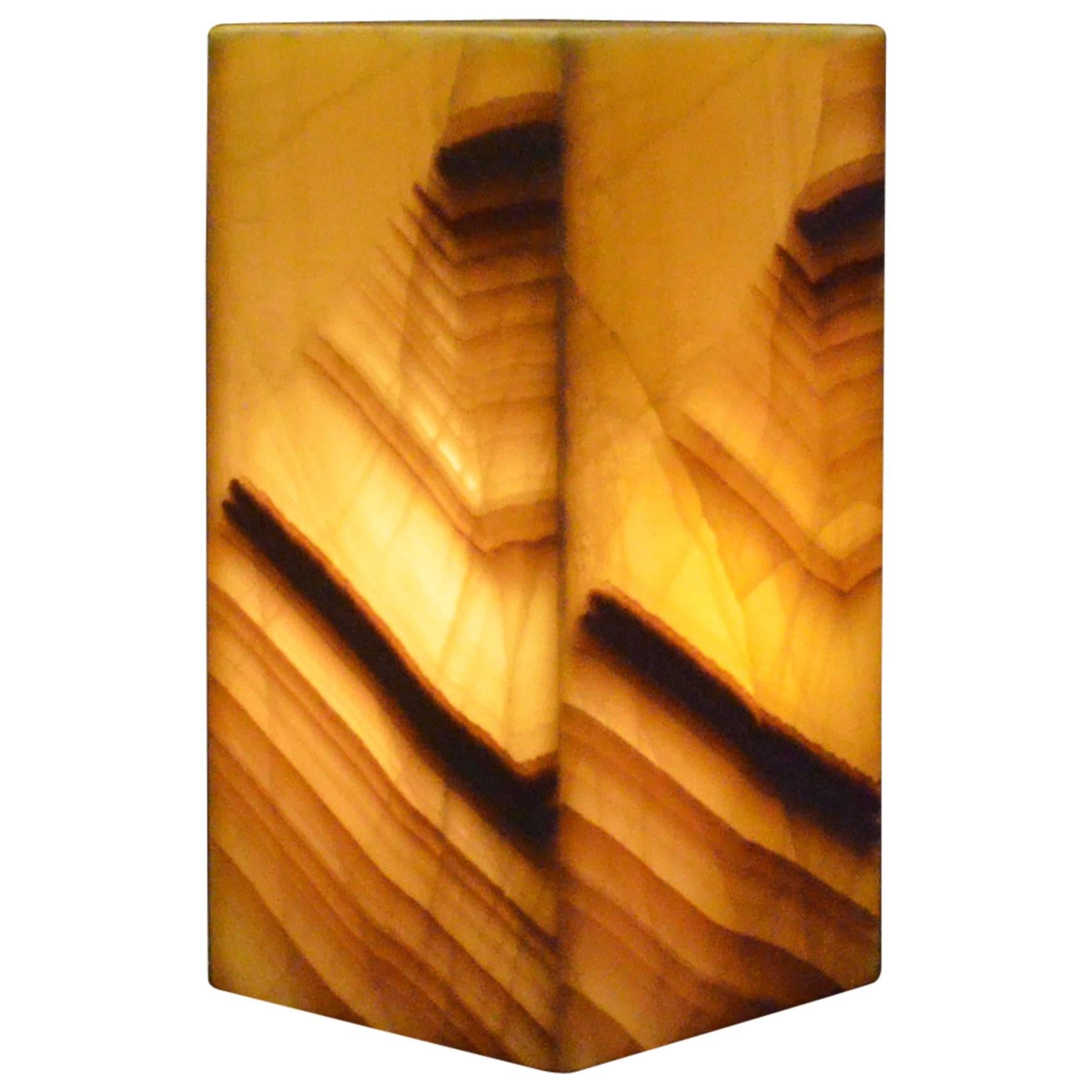 Square Base Onyx Table Lamp For Sale at 1stDibs