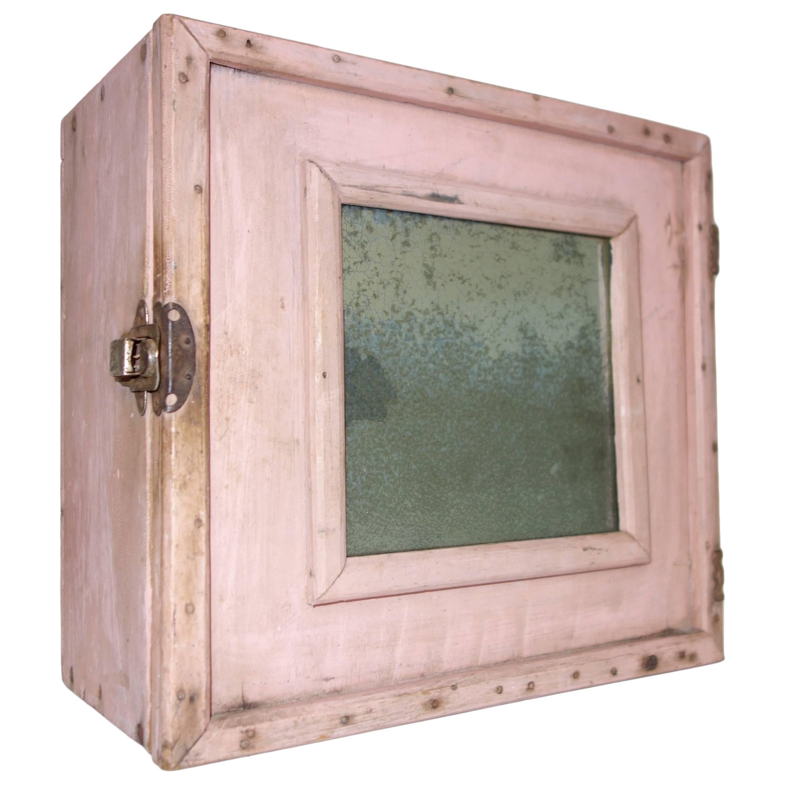 Adorable Pink Traveling Medicine Cabinet with Perfectly Oxidized Mirror ...