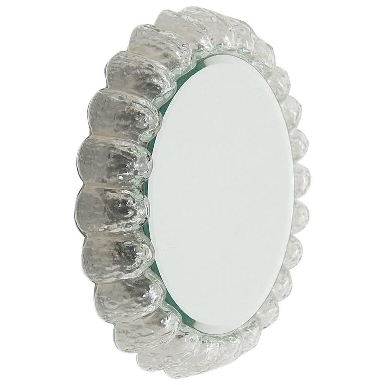 Kalmar Illuminated Ice Glass Round Mirror at 1stDibs