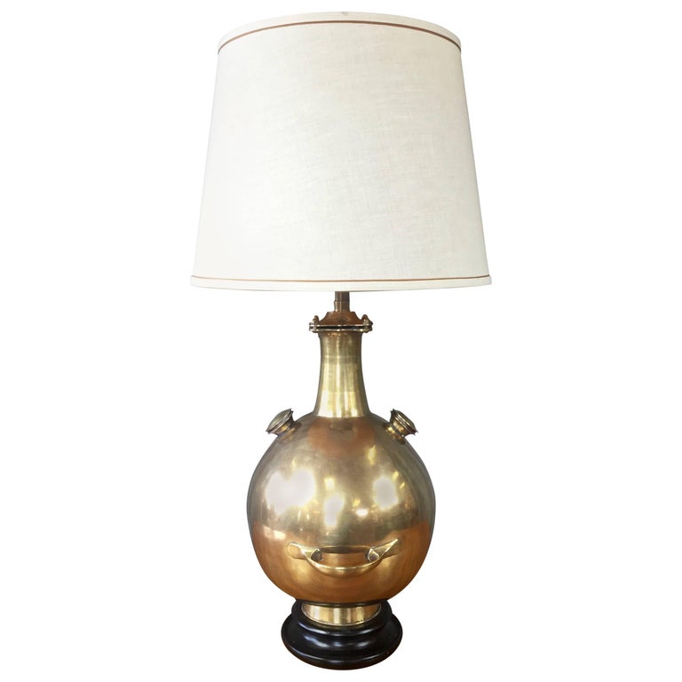 Monumental Marbro Brass “Diving Bell” Table Lamp For Sale at 1stDibs