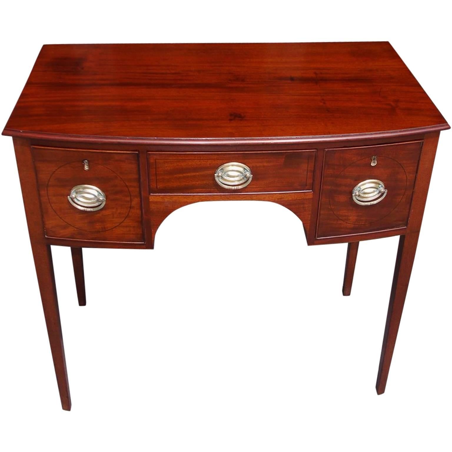 English Mahogany Bow Front Knee Hole Lowboy / Dressing Table, Circa ...