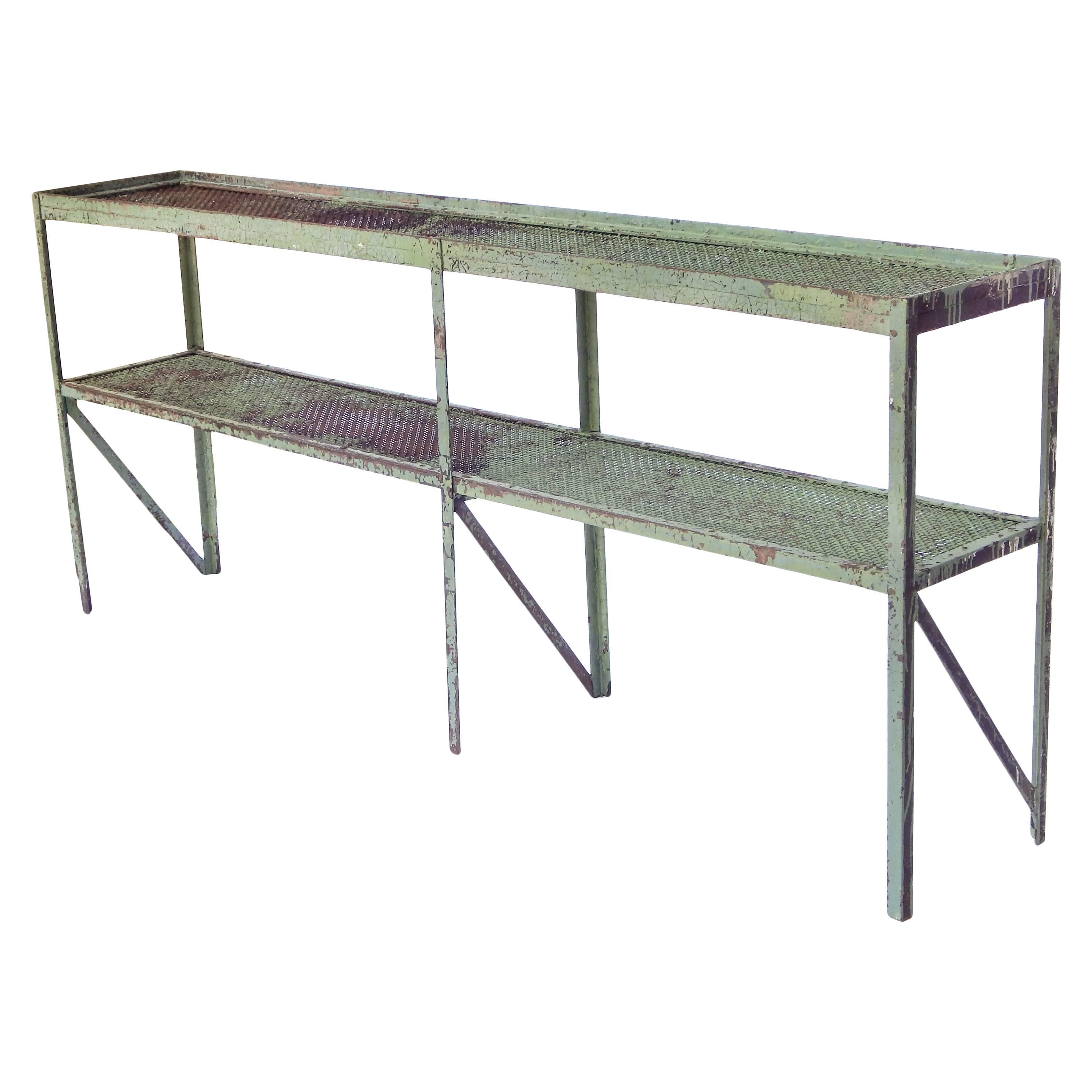 Long Narrow Industrial Mesh Console For Sale at 1stDibs