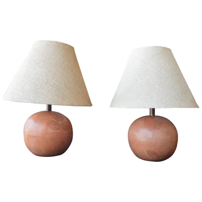 Pair of Terracotta Lamps For Sale at 1stdibs