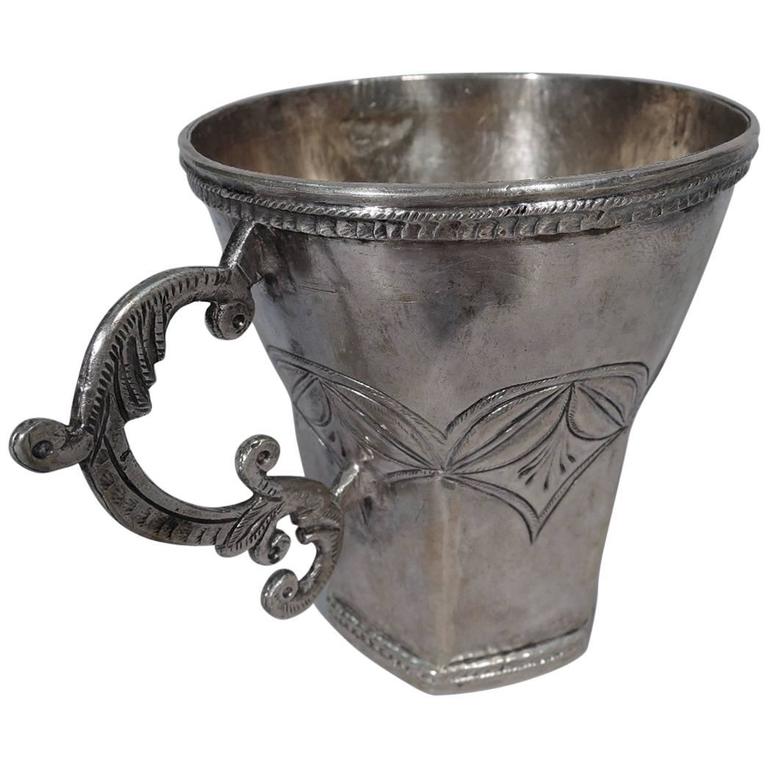 Antique South American Silver Mug with Interesting Shape and Handle For ...