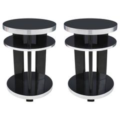 Pair of Acrylic Concentric Square Art Deco Styled Side Tables at 1stdibs