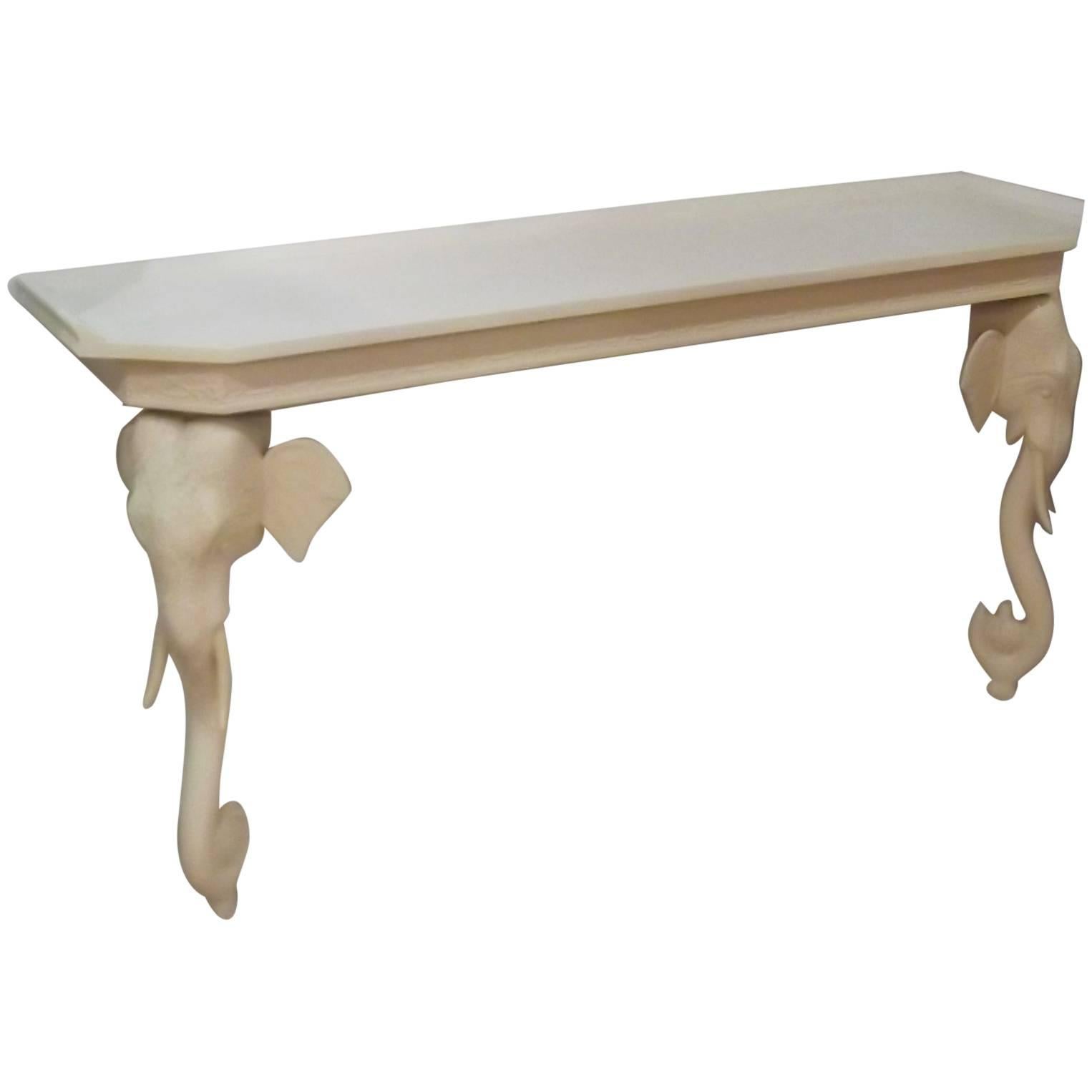 Hollywood Regency Lacquered Elephant Console Table at 1stDibs