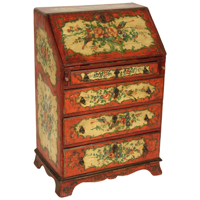Continental Painted Slant Top Desk at 1stDibs