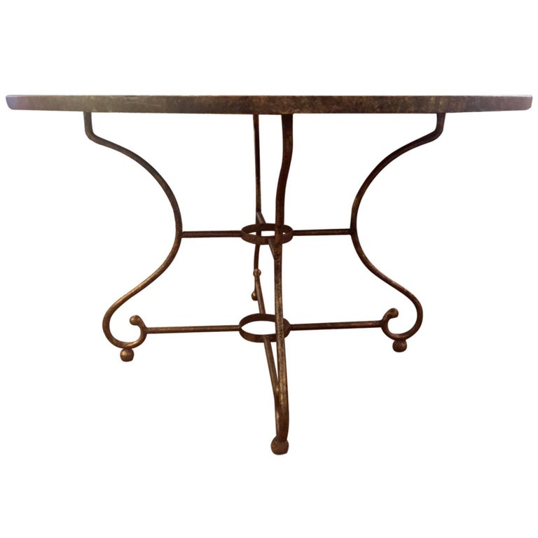 Oly Studio Aged Mirror and Wrought Iron Round Dining Table For Sale at ...