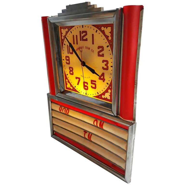 Art Deco Light-Up Clock at 1stDibs