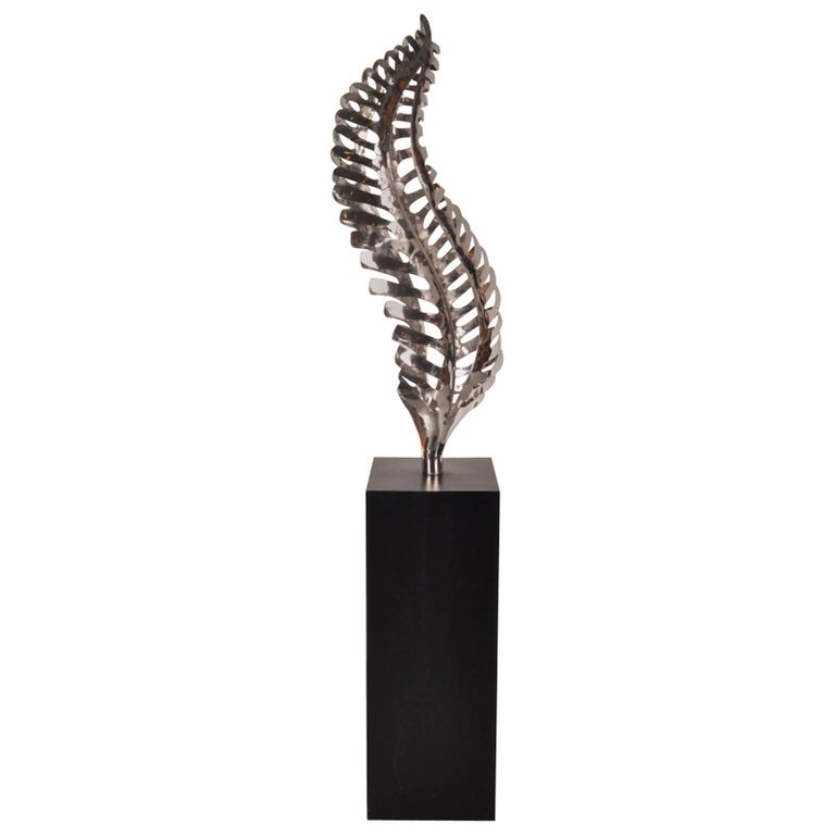 Chrome Metal Sculpture with Light, Netherlands, circa 1980 For Sale at ...