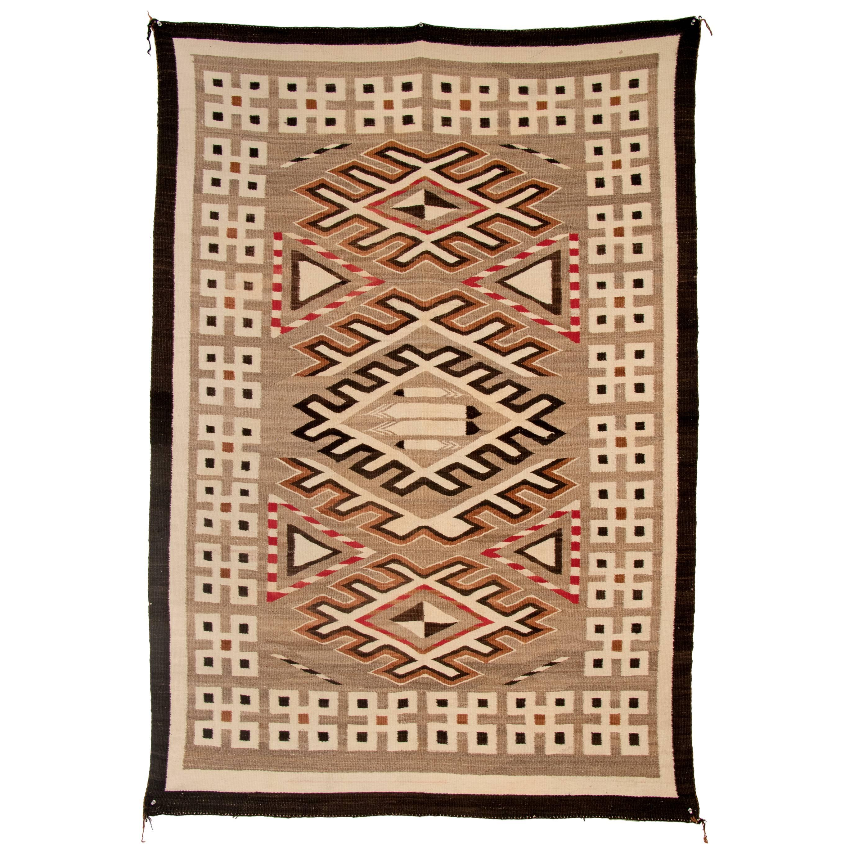 Navajo Rug, Pictorial Yei Weaving, circa 1950, Yellow, Black, White ...