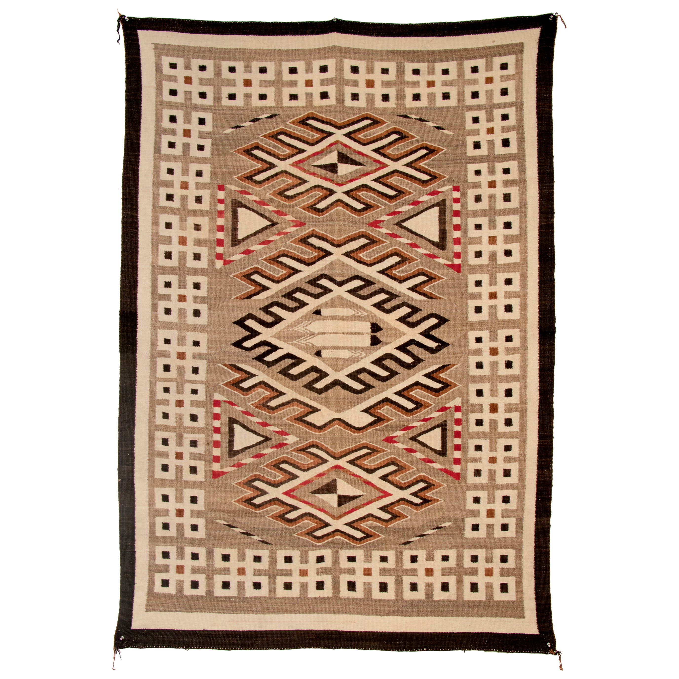 Vintage Navajo Carpet, Handmade Rug, Brown, Blue, Beige, Taupe Soft Red ...