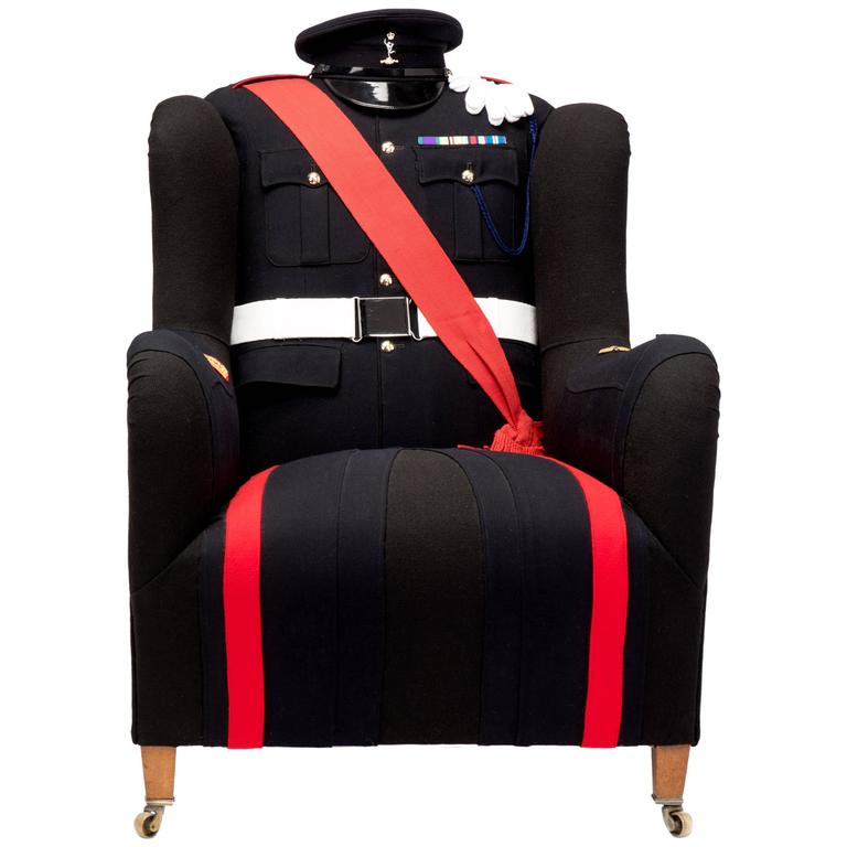 The Royal Signal Corps Uniform Wing Chair. For Sale at 1stDibs