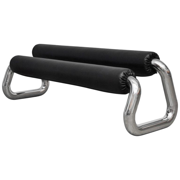 Sculptural Round Tubular Stainless Steel Bench at 1stDibs